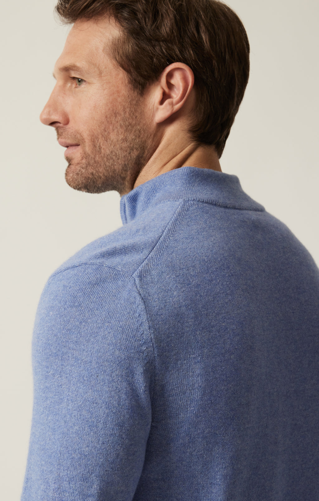 34 Heritage Men's Cashmere Quarter Zip Sweater In Skipper Blue